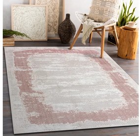 Dywany Łuszczów, Kusový koberec Core A004 Frame beige/pink, 180x270, růžová, chodba / předsíň