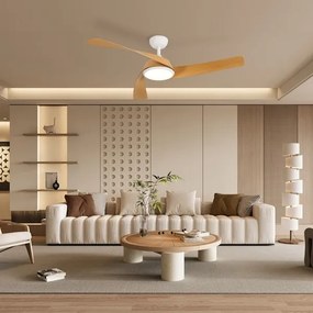 ZEVENTI - LED Stropní ventilátor AERYS LED/24W/230V Wi-Fi Tuya bílá/dub + DO