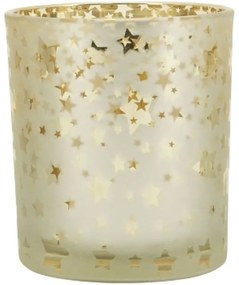 Skleněný svícen "Vitreous" s dekorem zlatých hvězdiček - 9 x 10 cm