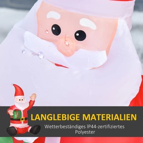 Aosom Santa Claus Vánoční dekorace, 1,2 m, samofukovací, LED, včetně ventilátoru, červená + bílá