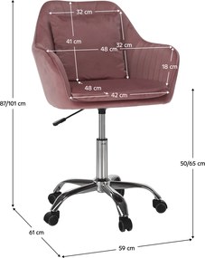 Kancelářské křeslo, růžová Velvet látka / chrom, KLIAN
