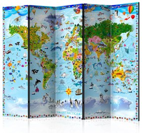 Paraván - World Map for Kids II [Room Dividers]