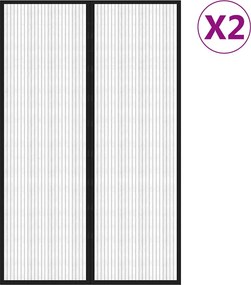 Závěsy do dveří proti hmyzu 2 ks s magnety černé 220 x 130 cm 314689
