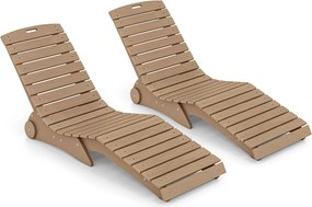Costway Sada 2 lehátek z HDPE, ergonomické zahradní lehátko ve tvaru S, plážové