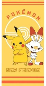 Dětská osuška Pokémon Pikachu a Scorbunny, 70 x 140 cm