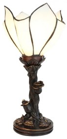 Bílá stolní Tiffany lampa ve tvaru květu Jurren – 18x32 cm
