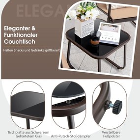 Costway 3-Piece Patio Conversation Set Venkovní sada kovových židlí a stolu