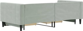 Válenda s přistýlkou a zásuvkami světle šedá 90 x 200 cm samet 3196739