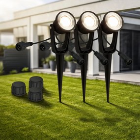 BRI 3919035 CONNECT TO SHINE prodlužovací sada Lilis sada 3ks LED zahradních bodových svítidel, IP65 - BRILONER