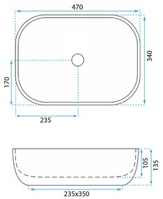 Rea Belinda Savana, umyvadlo na desku 460x330x135 mm, imitace kamene, REA-U3323