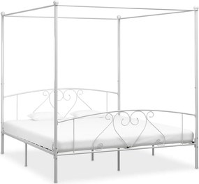 Rám postele s nebesy bílý kovový 200 x 200 cm 284432