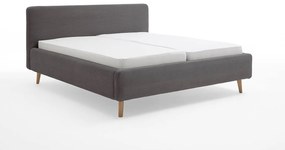Čalouněná postel taupe s úložným prostorem 140 x 200 cm manšestr šedá MUZZA