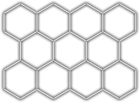 Modulární světlo escape6 kompletní led hexagonové svítidlo bílé 6500 k, rozměr 11 elementů 336 × 238 cm