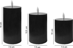 SADA 3x LED Svíčka BRILLO LED/2xAA černá + dálkové ovládání