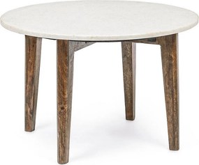 Bílý/v přírodní barvě kulatý konferenční stolek s mramorovou deskou ø 60 cm Sylvester – Bizzotto