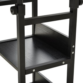 HOMCOM Stolek se Společkami 80x40 cm C-Formovaný Pohovkový Stolek s Nastavitelnou Výškou 3 Úrovně 72-82 cm Kovový Rám pro Obývací Pokoj a Kuchyni Čer…