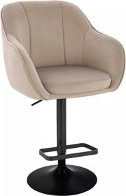 LuxuryForm DESIGN Barová židle AVOLA VELUR na černé kulaté podstavě - latte