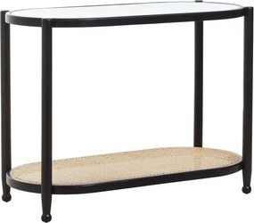 Černý/v přírodní barvě konzolový stolek se skleněnou deskou 49x100 cm Cebu – Premier Housewares