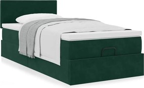 Osmanský rám postele s matrací tmavě zelené 100x200cm samet 3311684