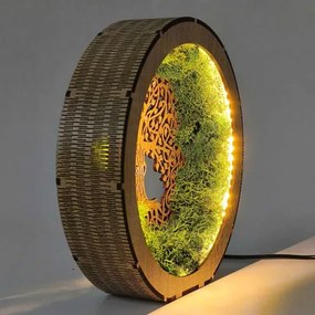Dřevěná LED lampa Strom života s mechem - noční lampa I SENTOP LED0633
