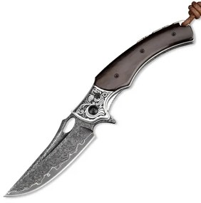 KnifeBoss damaškový zavírací nůž Ebony VG-10