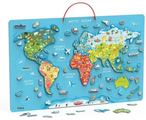 Viga Dřevěná mapa světa s tabulí 2v1