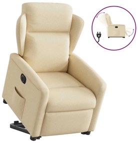 Elektrické zvedací polohovací křeslo krémové textil 3303162