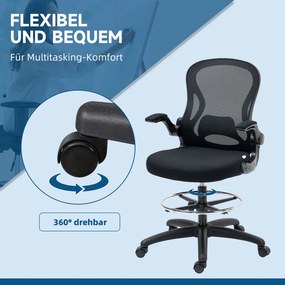 Kancelářská židle Vinsetto s nastavitelnou výškou a podnožkou do 120 kg černá ergonomická židle pro pohodlnou práci | Aosom.de