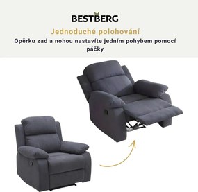 Relaxační polohovatelné křeslo BestBerg BBMCH-1DG / polyuretan/polyester / tmavě šedá