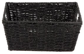 Ručně pletený úložný košík Compactor ETNA, 31 x 24 x 14 cm, černý