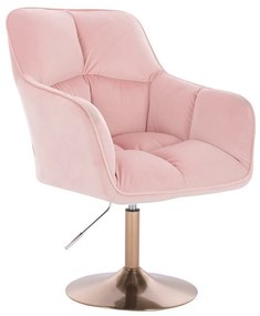 LuxuryForm DESIGN Otočné křeslo AMALFI VELUR na zlatém talíři - růžové