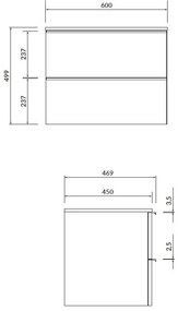Cersanit - VIRGO závěsná skříňka pod umyvadlo s deskou 60cm, šedý dub-chrom, S522-022