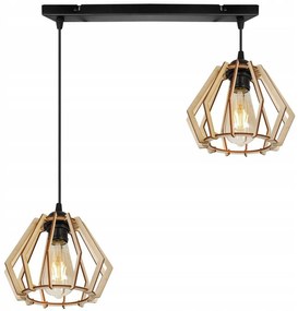 Závěsné svítidlo Timber, 2x dřevěné stínítko