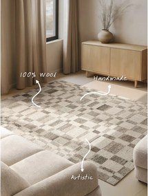 Krémový ručně tkaný vlněný koberec 80x150 cm Boho 1.0 Structa – Vikosa