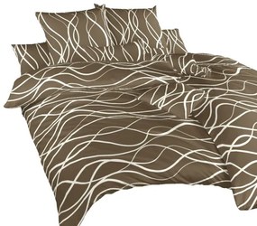 Dadka Povlečení bavlna Vlny banánové na tmavě hnědém  200x200, 2x70x90 cm