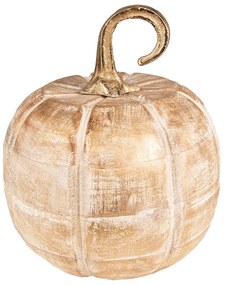 Zlatá dekorativní dřevěná socha dýně Pumpkin - Ø20*20 cm