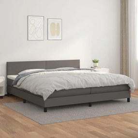 Box spring postel s matrací šedá 200x200 cm umělá kůže 3141027