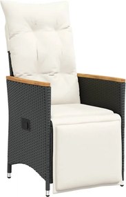 9dílný zahradní bistro set s poduškami černý polyratan 3276964