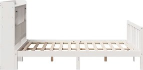 Postel s knihovnou bez matrace bílá 140x190 cm masivní borovice 3321736