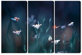 Vícedílný obraz Berušky A Květy V Makro Měřítku Nedostatek Nedostatek Přírodní plátno 180x120