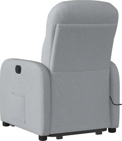 Elektrické zvedací masážní polohovací křeslo světle šedé textil 3303002