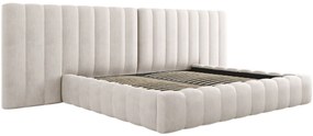 OnaDnes -20% Béžová čalouněná dvoulůžková postel MICADONI Kelp 200 x 200 cm
