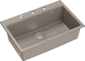 Šedo-béžový kuchyňský granitový dřez QUADRON Marc 110 s příslušenstvím bez baterie