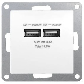 Elhard 2xUSB zásuvka Vera, matná, bílá VZ2132W