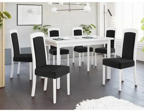 Rozkládací stůl se 6 židlemi - AL26, Barva dřeva: bílá-L, Potah: Paros 2