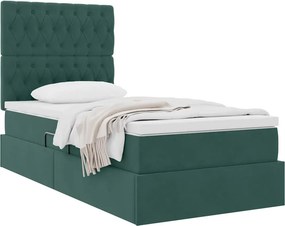 Postel s úložným prostorem a matrací Tmavě zelená 100 x 200 cm 3372072