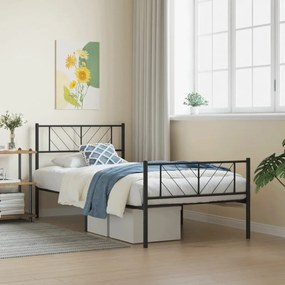 vidaXL Kovový rám postele s hlavovým a nožním čelem 100 x 190 cm [372191] Barva: Bílá
