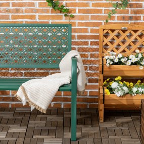 Zahradní lavice HOMCOM s nosností 280 kg, tmavě zelená, 127x63x83 cm, odolná proti povětrnostním vlivům a stabilní, ideální na terasu a zahradu |