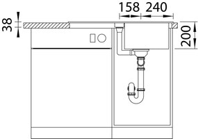 Blanco Adira 45 S, silgranitový dřez 780x500x200 mm, 1-komorový, antracitová, BLA-527586