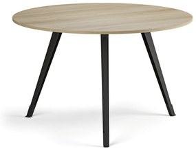 Konferenční stůl PRIMO ZEN, průměr 120 cm, černá podnož, dub přírodní